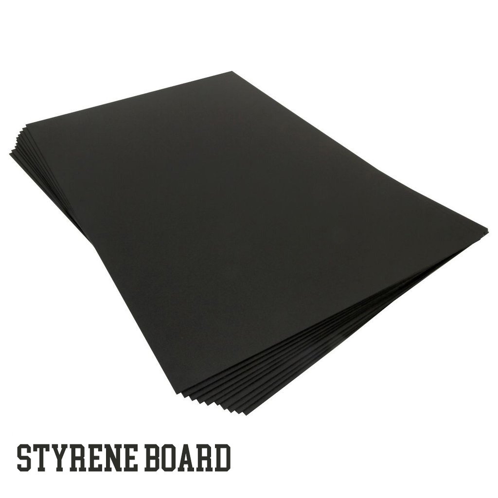Black Infinity Styrene Board - Pre-Cut Sizes (3/16") Multi-Packs